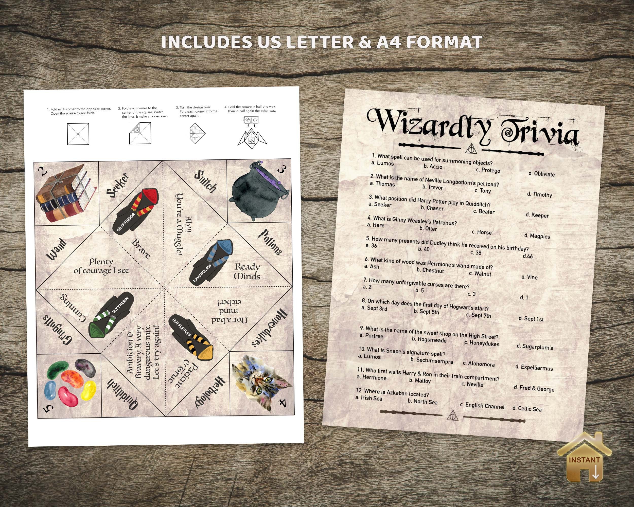 Printable Wizard Birthday Party Games & Trivia Quiz Magic - Etsy