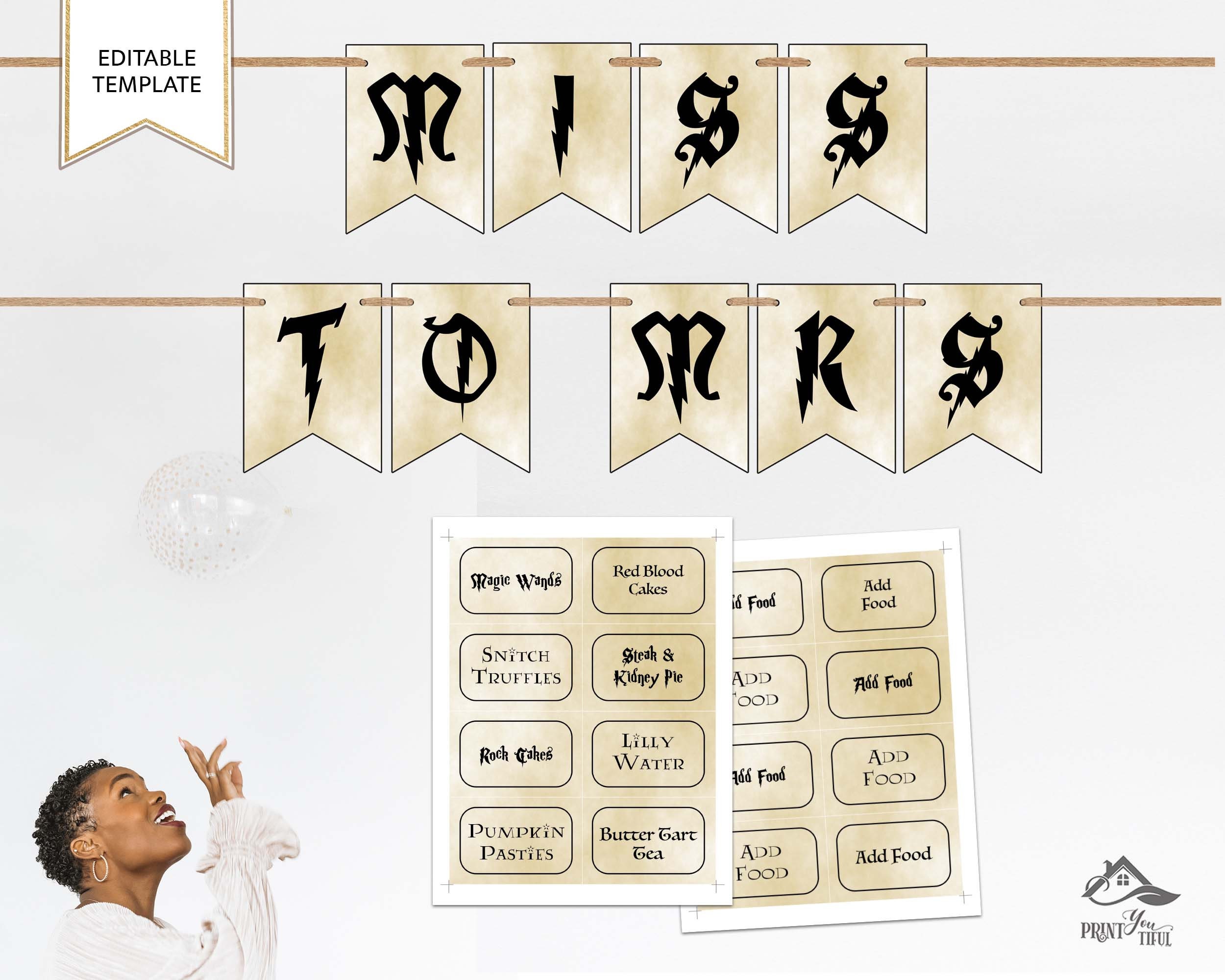 Editable Wizard Buffet Table Food Labels Printable Bridal | Etsy Canada