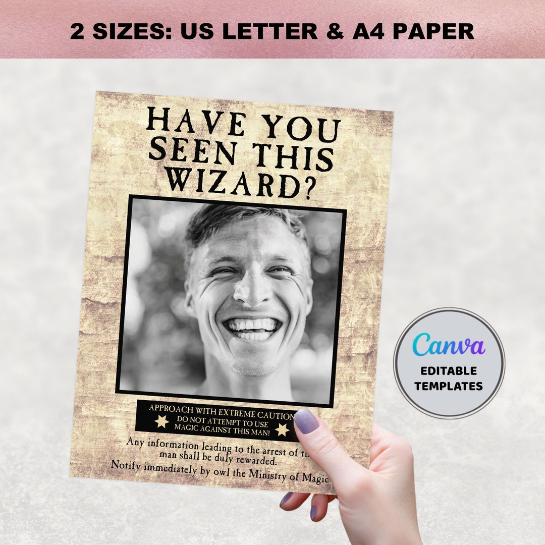 Wizard Party Poster, PRINTABLE, Birthday Party Decor, Have You Seen ... Wizard Party Poster, PRINTABLE, Birthday Party Decor, Have You Seen ...
