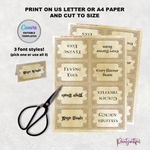 Editable Wizard Food Label Cards, Printable, Magic Theme Party Buffet ...