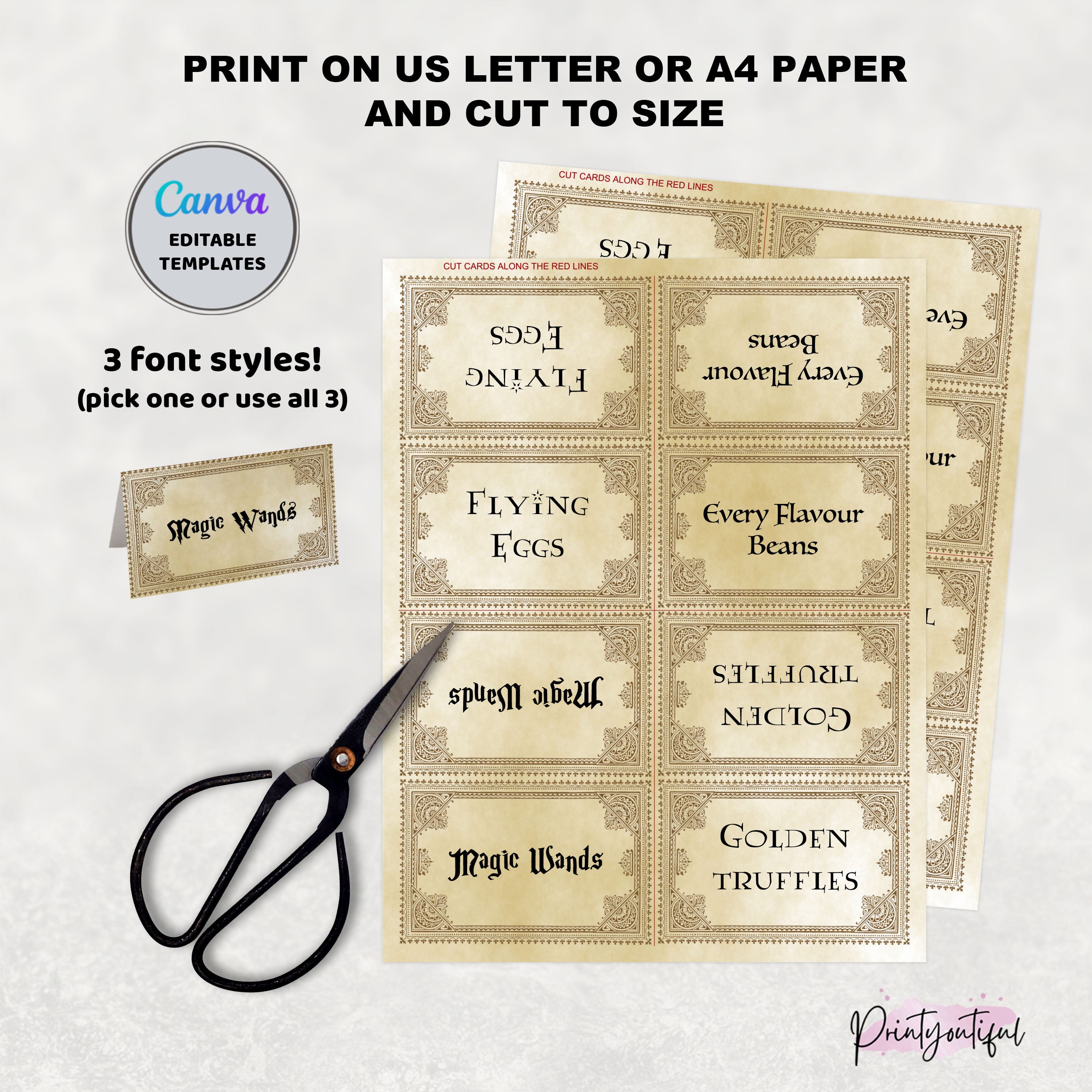 Editable Wizard Food Label Cards, Printable, Magic Theme Party Buffet ...