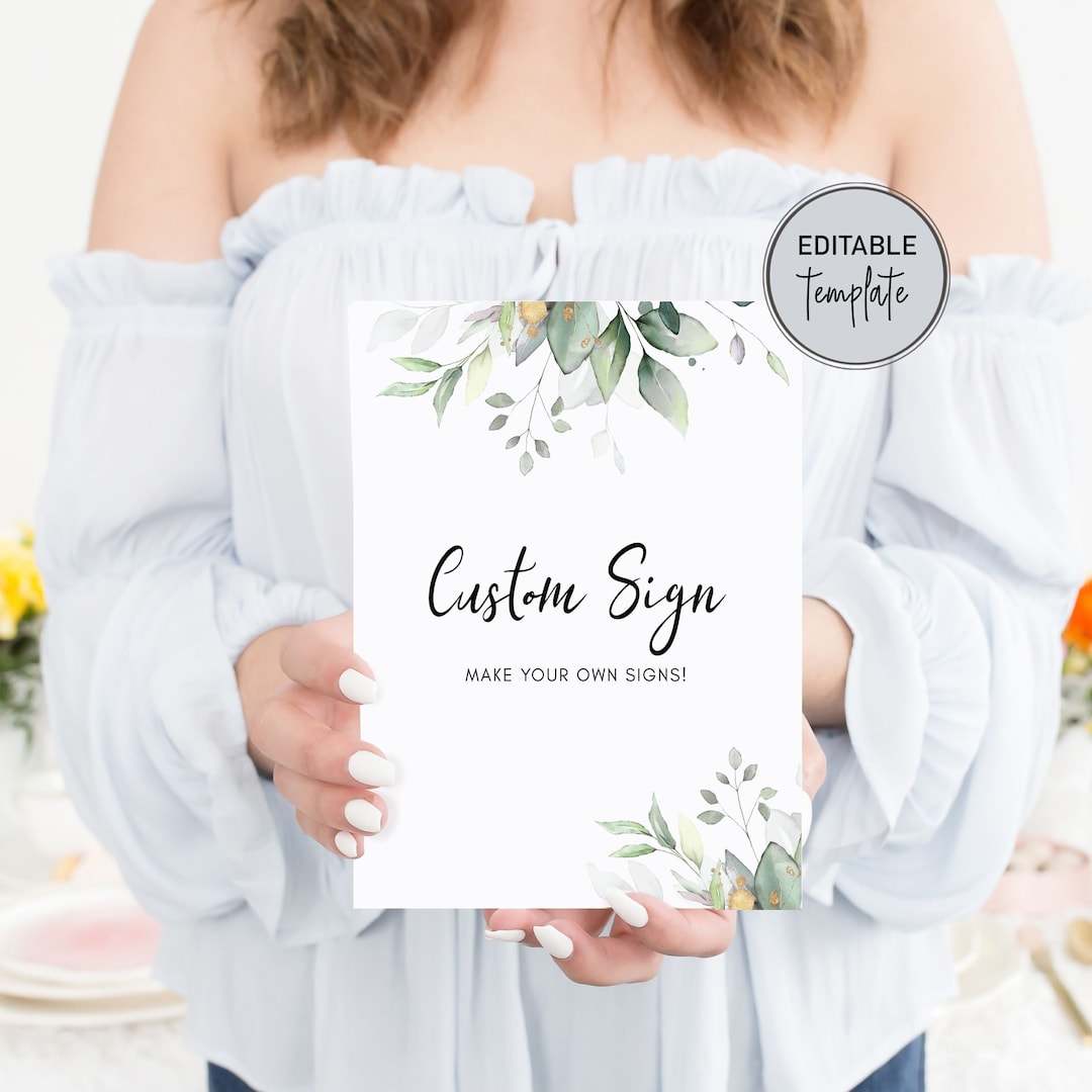 Printable Custom Sign Template, Bridal Shower Poster Bundle, Greenery ...