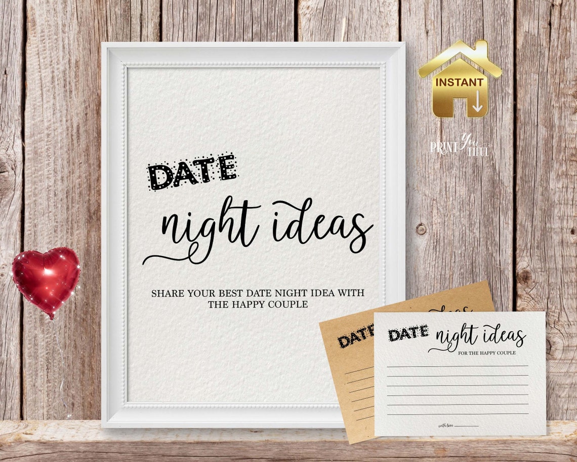 Editable Date Night Jar Printable Sign & Cards Bridal Shower - Etsy