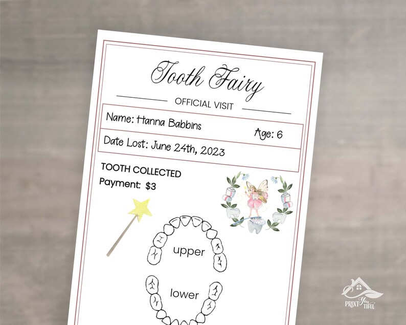 Editable Tooth Fairy Certificate, Printable Lost Tooth Fairy Receipt ...
