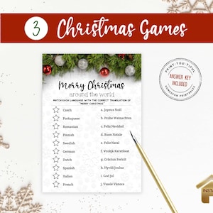 Christmas Games Printable, Holiday Family & Office Party Game Cards ...