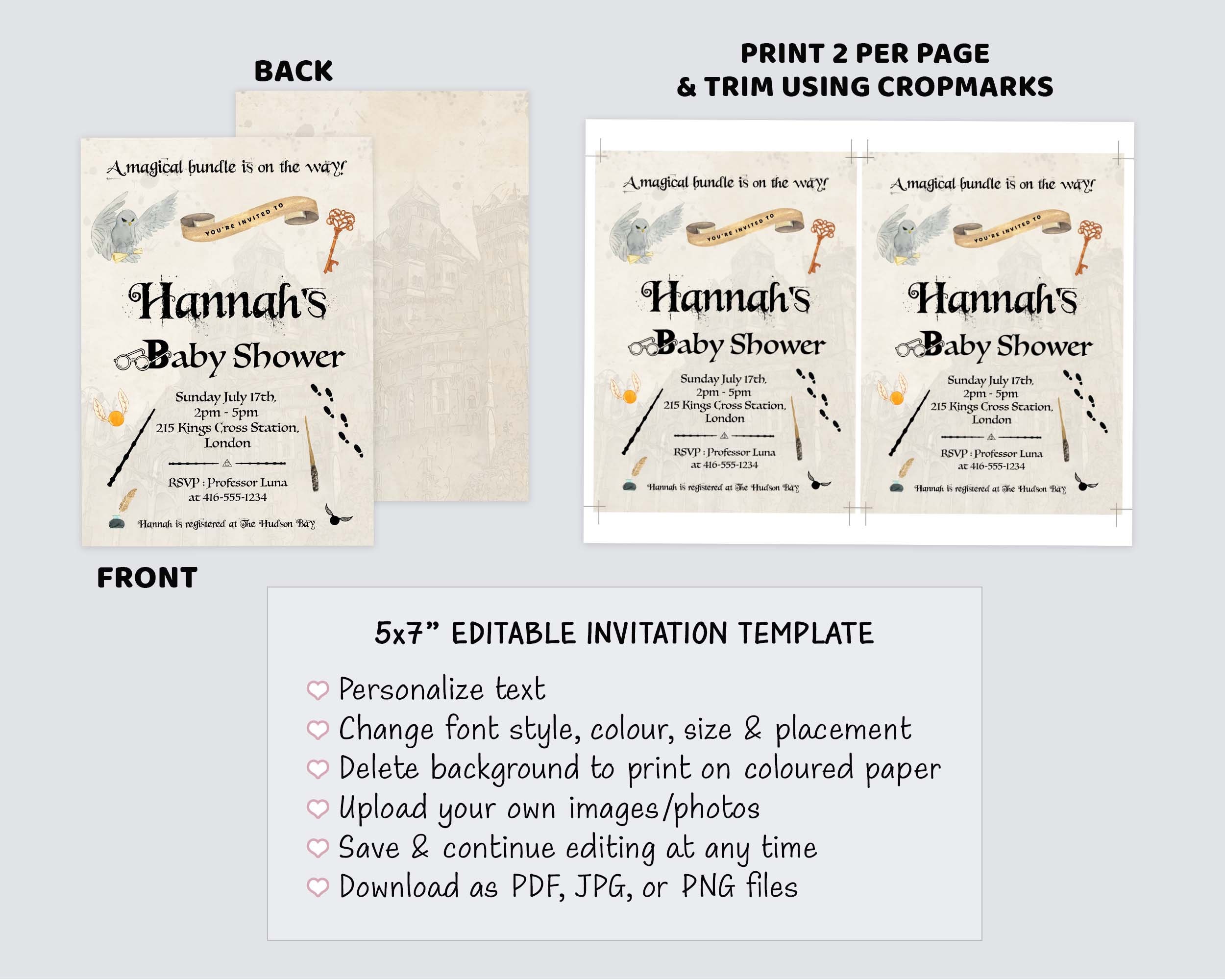 Editable Wizard Baby Shower Invitation Printable Magical - Etsy Canada