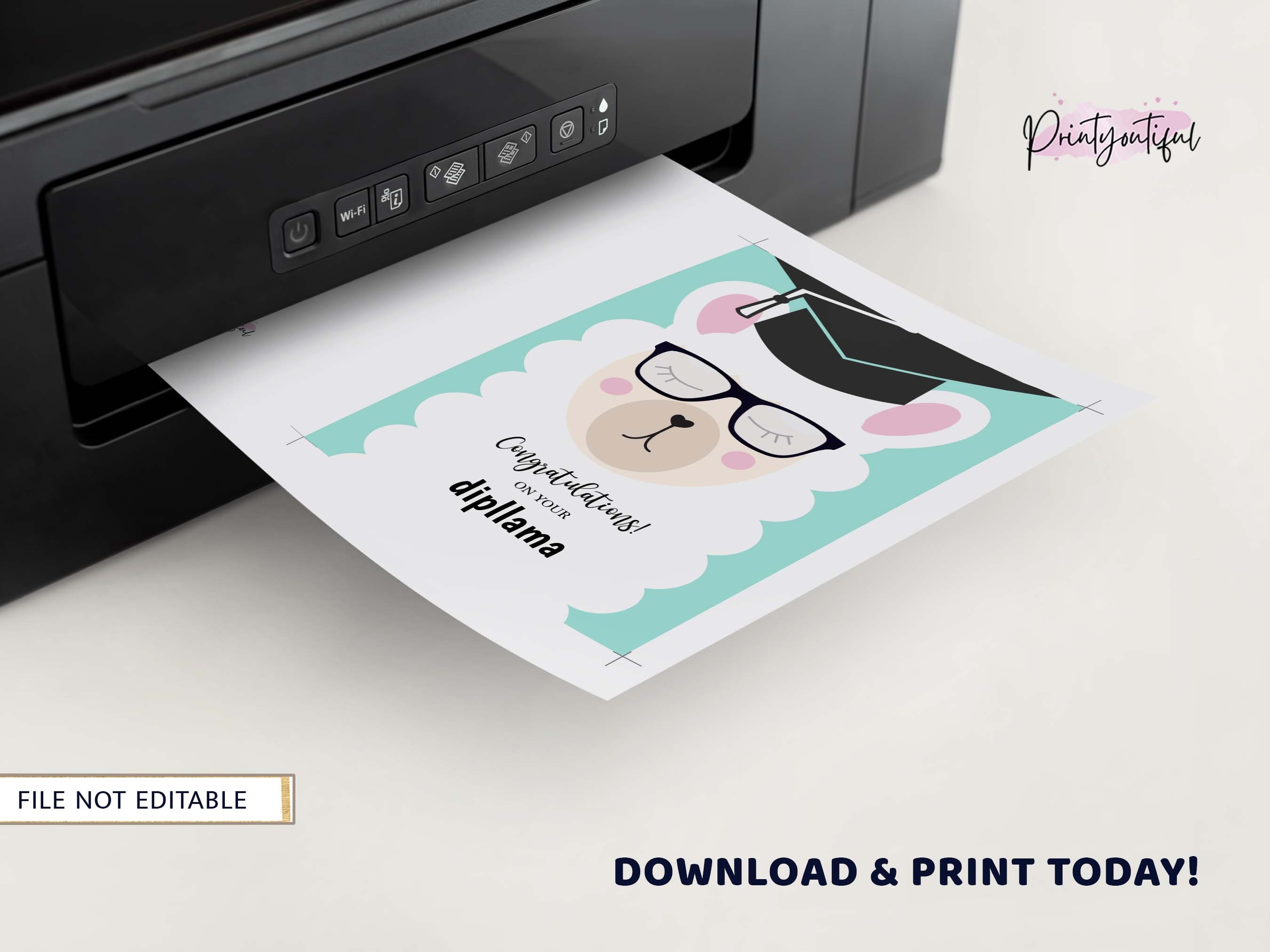 Printable Funny Graduation Card, Congratulations on Your Diploma Llama ...
