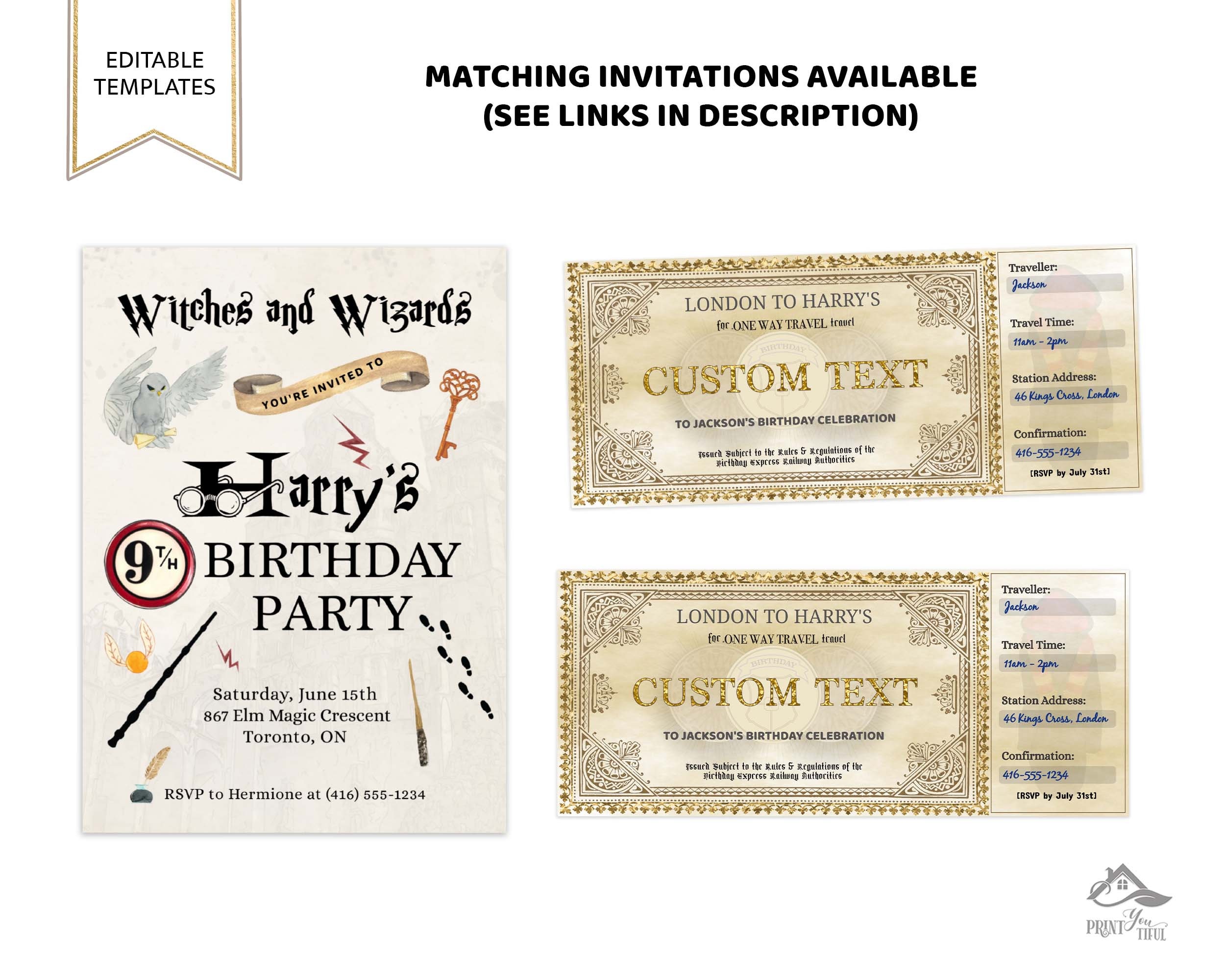 Editable Wizard Birthday Party Favour Tags, Printable Thank You Tag ...