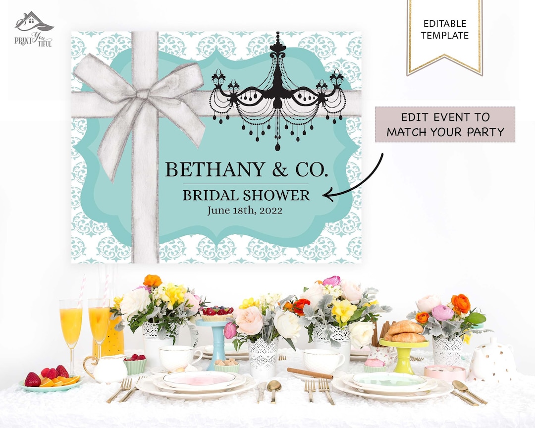 Editable Tiffany Bridal Shower Welcome Sign, Printable Bridal Shower ...