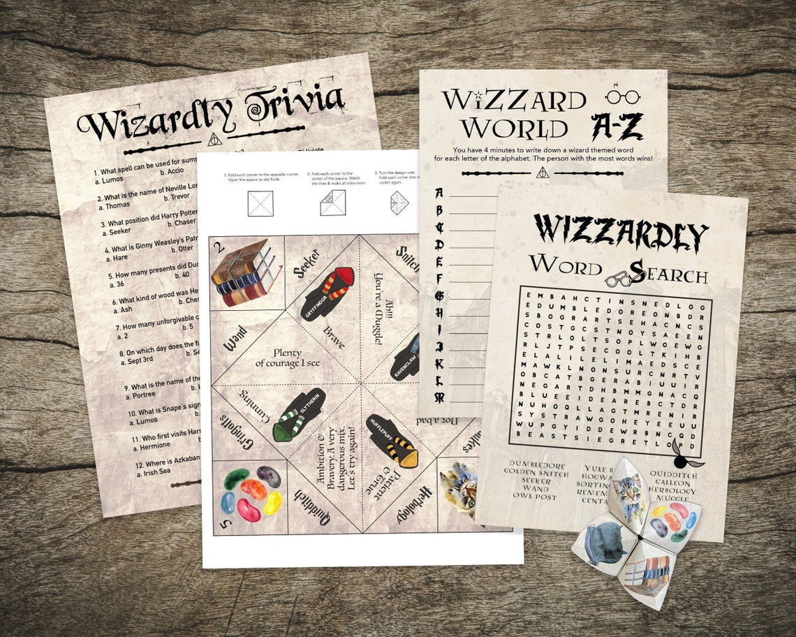 Printable Wizard Birthday Party Games & Trivia Quiz Magic - Etsy