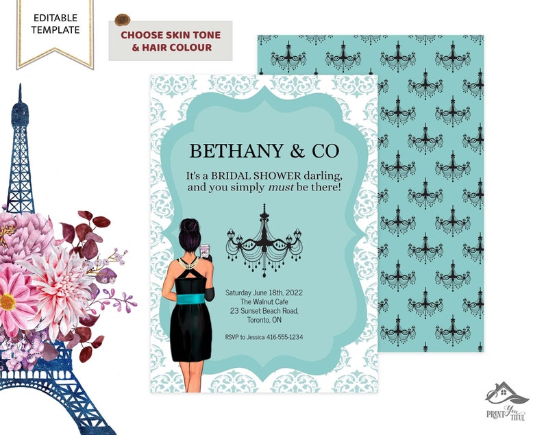 Editable Tiffany Bridal Shower Invitation, Printable Bridal Tea Party ...