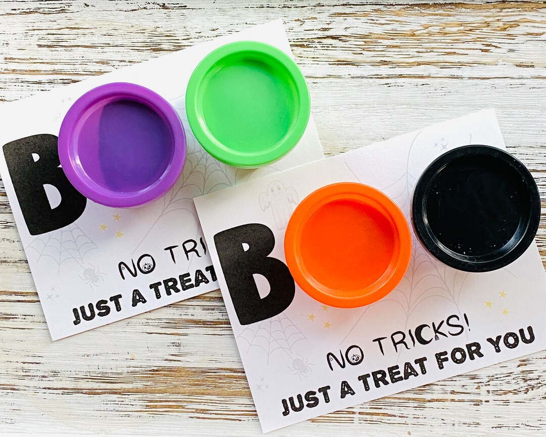 Printable Halloween Class Favour Tags, Playdough Treat Cards, Halloween ...