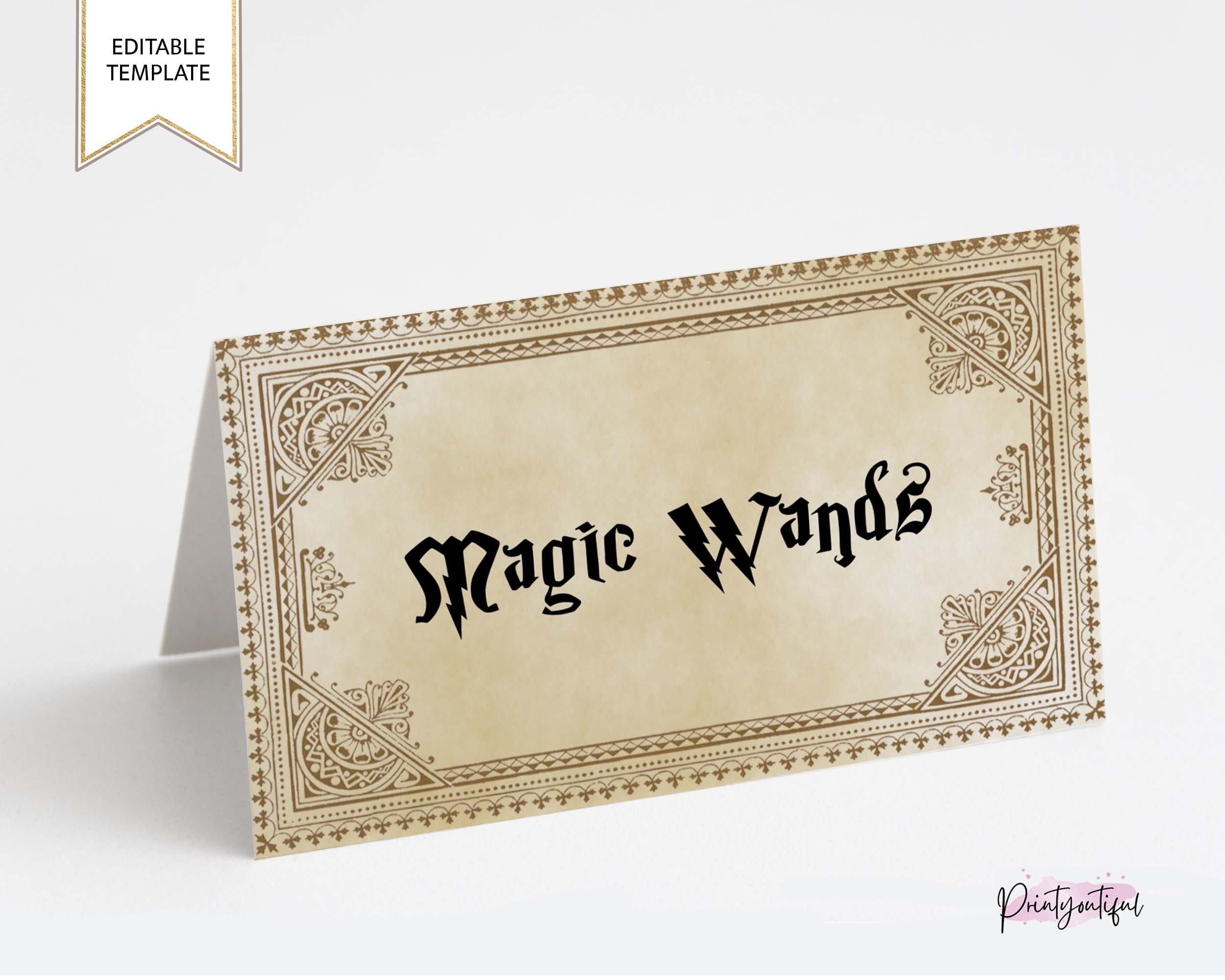 Editable Wizard Food Label Cards Printable Magic Theme Party - Etsy