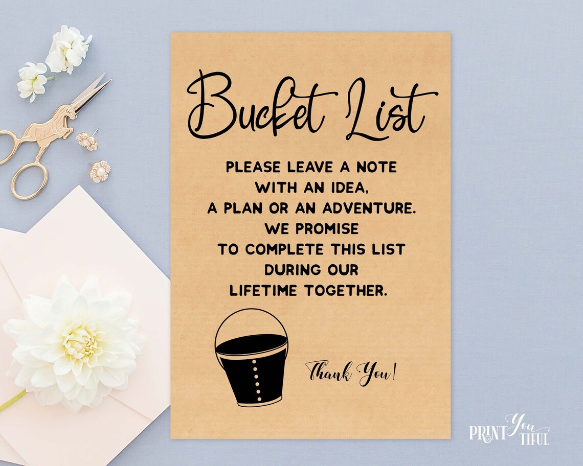 Bucket List Sign & Cards for Bride and Groom Bridal Shower | Etsy