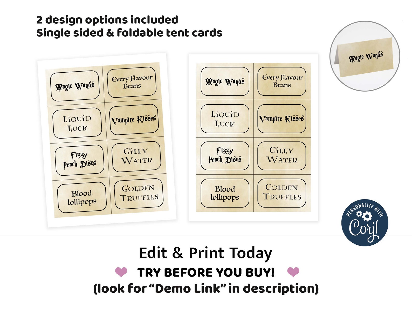 Editable Wizard Candy Bar Food Labels & Banner, Printable Birthday ...