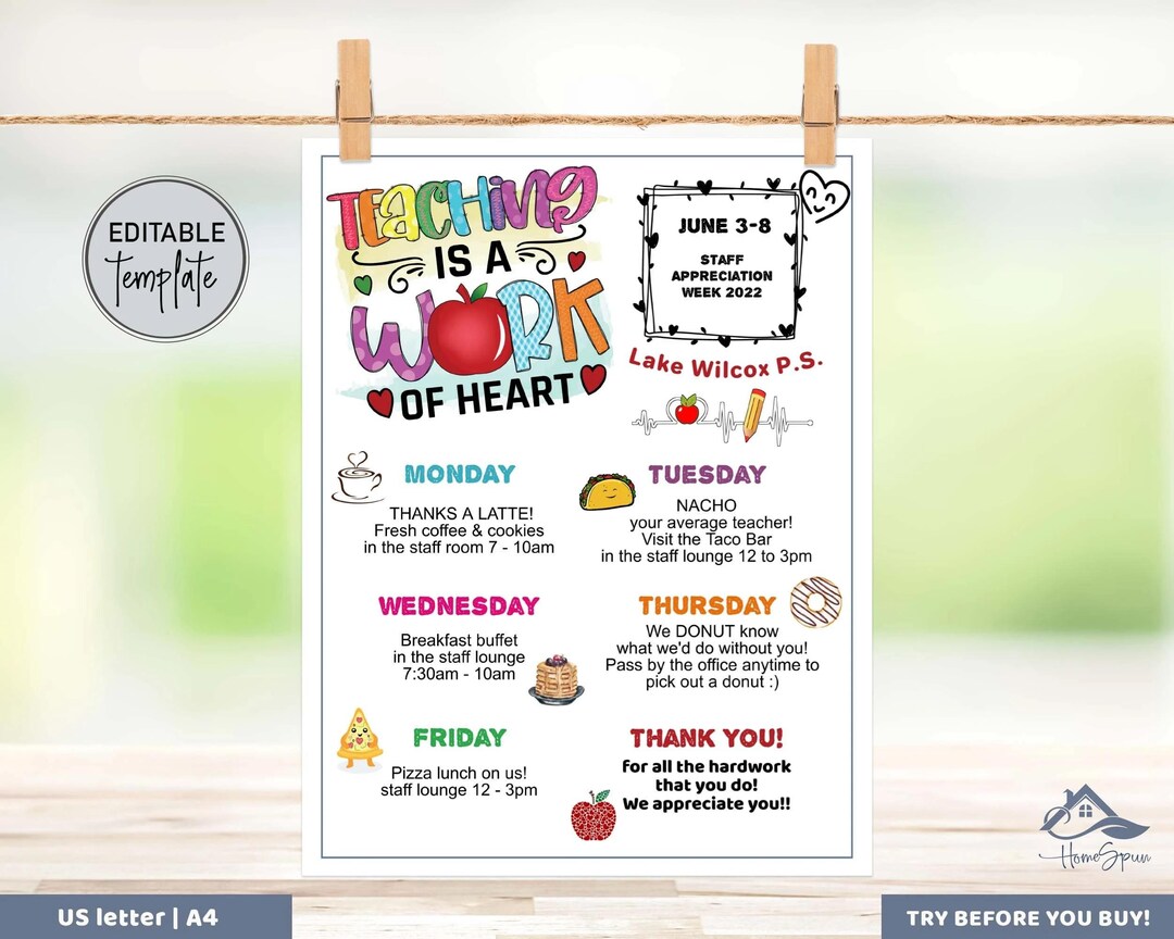 Editable Teacher Appreciation Week Poster, Printable End of Year ...