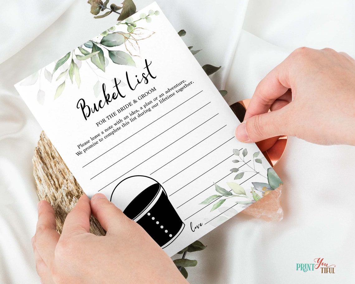 Printable Wedding Bucket List Cards Bride and Groom Couples - Etsy