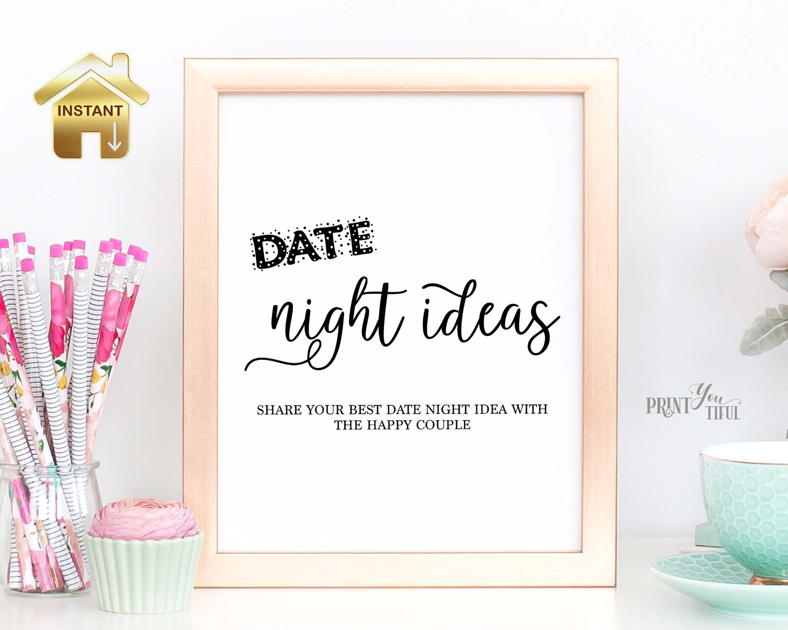 Editable Date Night Jar Printable Sign & Cards Bridal Shower - Etsy