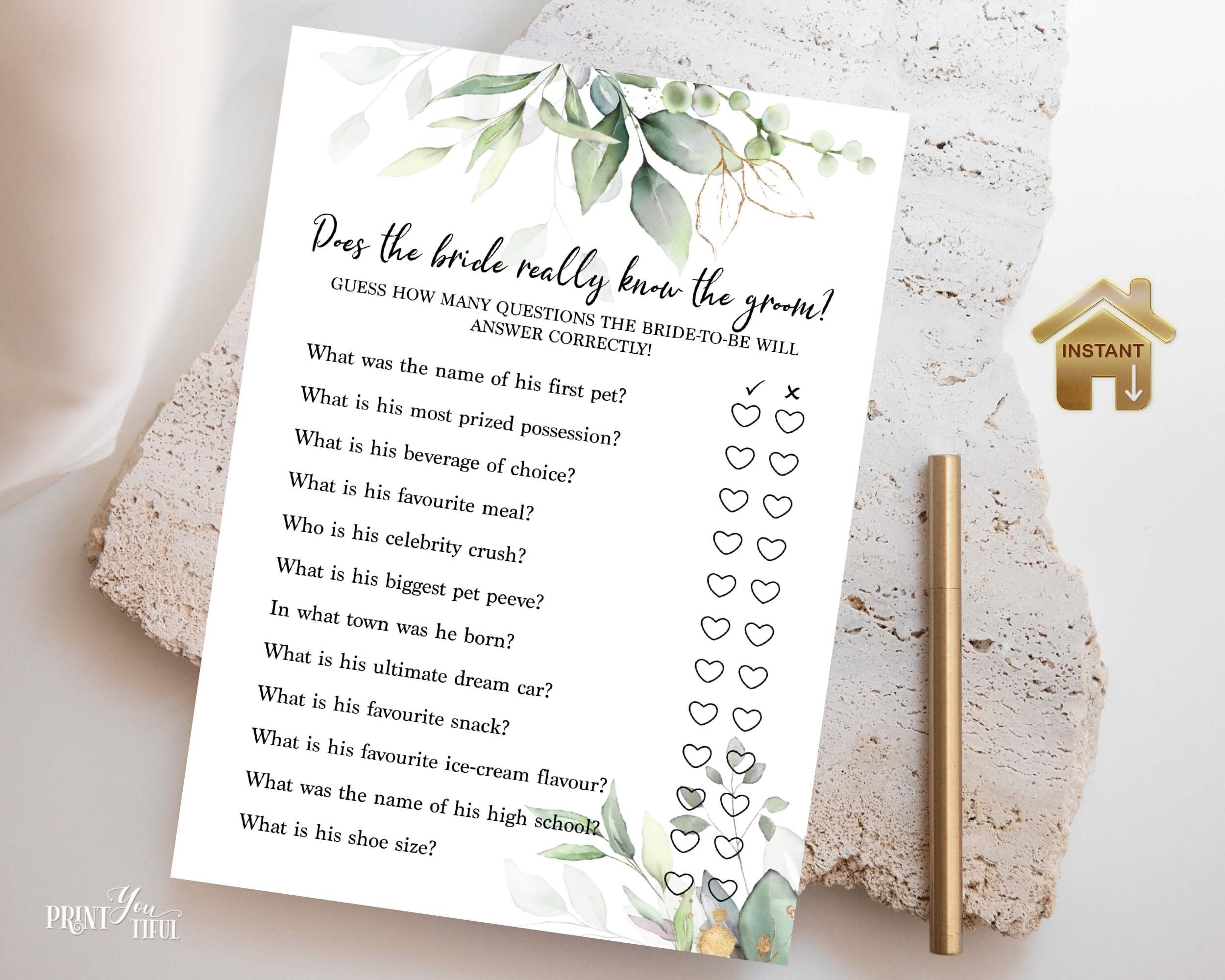 Editable Does the Bride Really Know the Groom Bridal Shower - Etsy