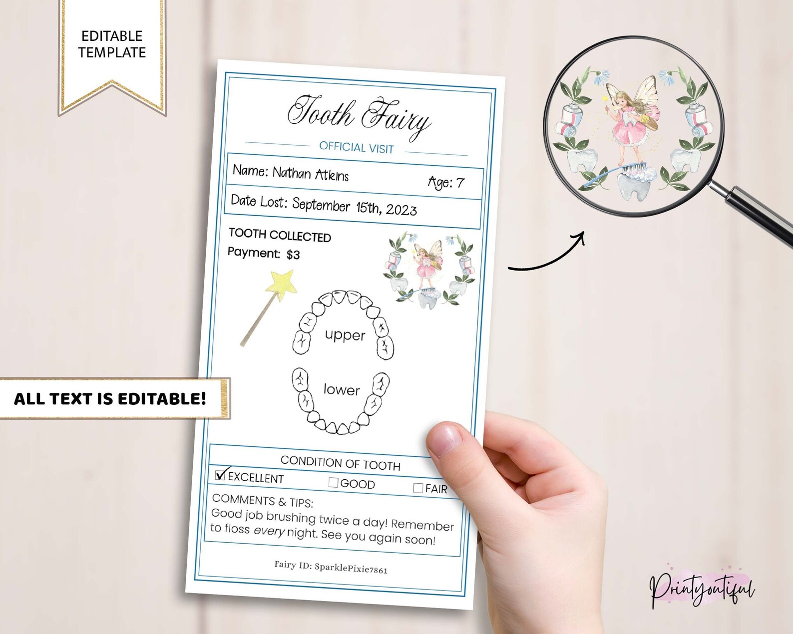 Editable Tooth Fairy Certificate, Printable Lost Tooth Fairy Receipt ...