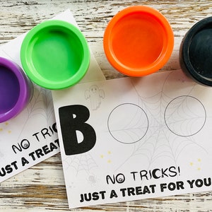 Printable Halloween Class Favour Tags Playdough Treat Cards - Etsy