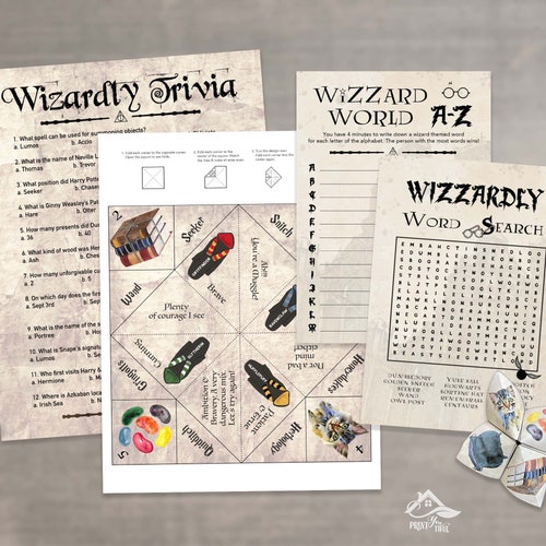 Printable Wizard Birthday Party Games & Trivia Quiz Magic - Etsy