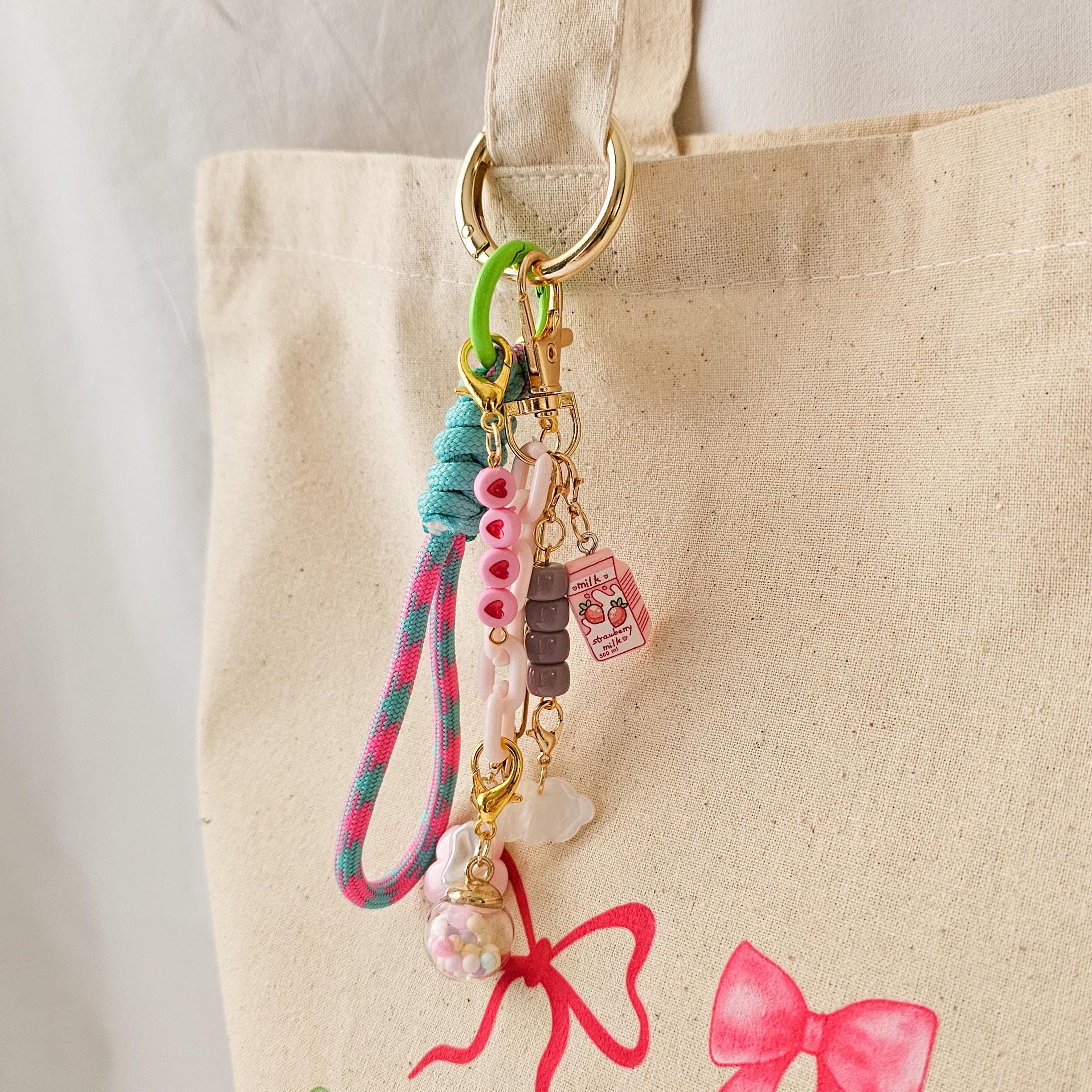 Kawaii Bag Charm, Pastel Pink Keychain Charm, Aesthetic Bag Charm, Cute ...