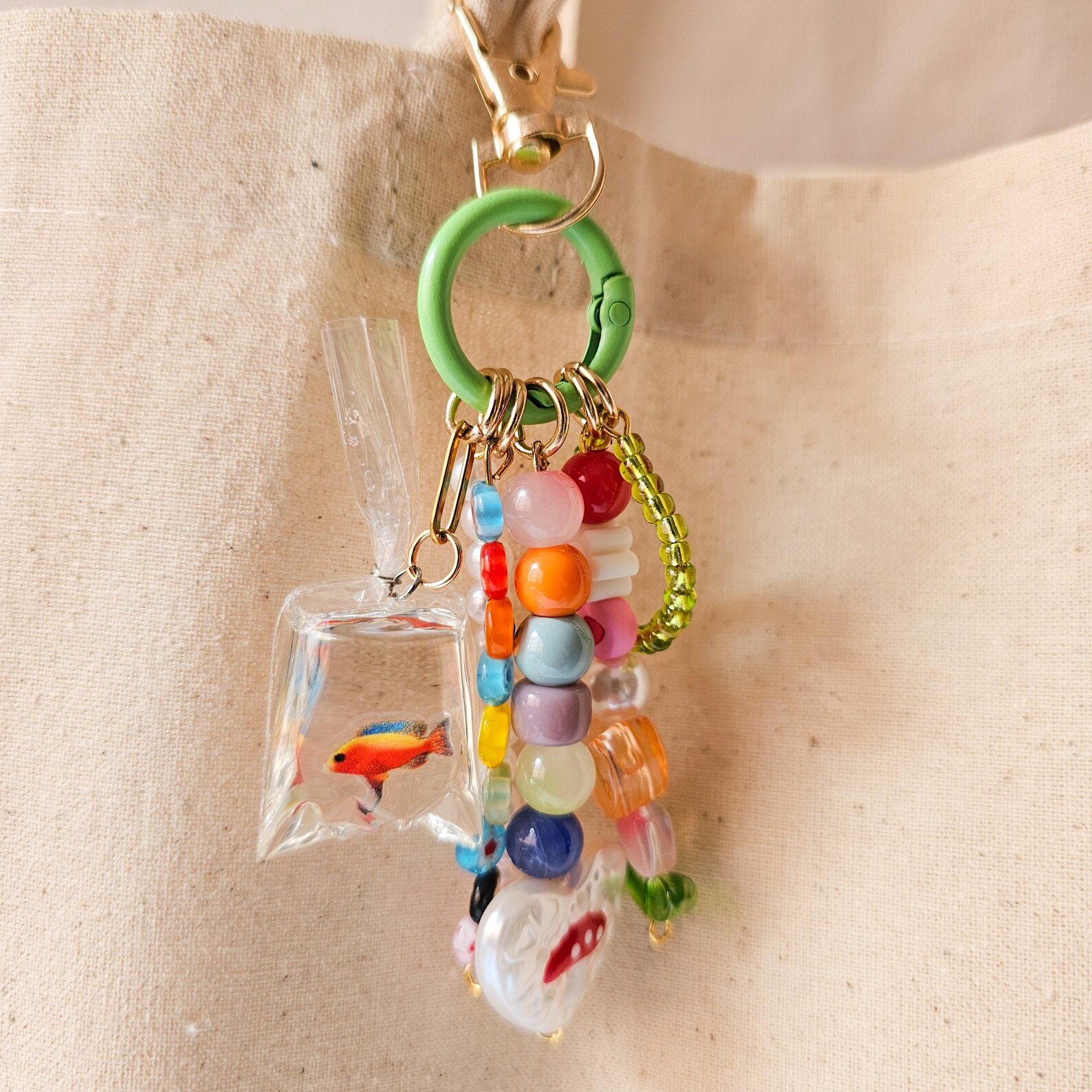 Back to School Charm, Fish Keychain for Backpack, Beaded Bag Accessory ...