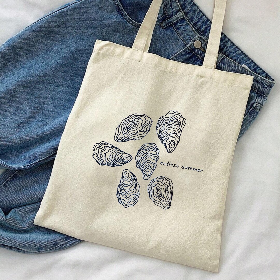 Vintage Sea Animal Tote Bag, Retro Ocean Nature Bag, Oysters Beach Bag, Ocean Animal Bag, Summer ...