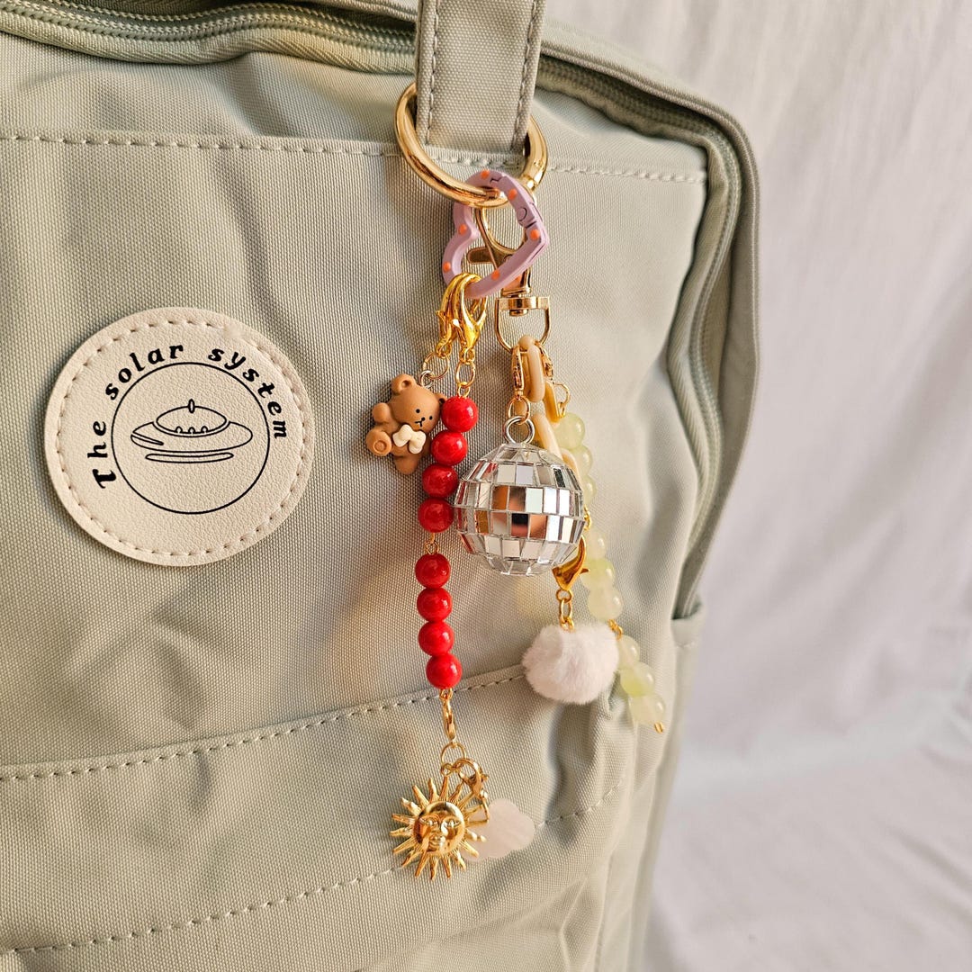 Back to School Keychain, Disco Ball Charm for Girls, Cute Backpack ...