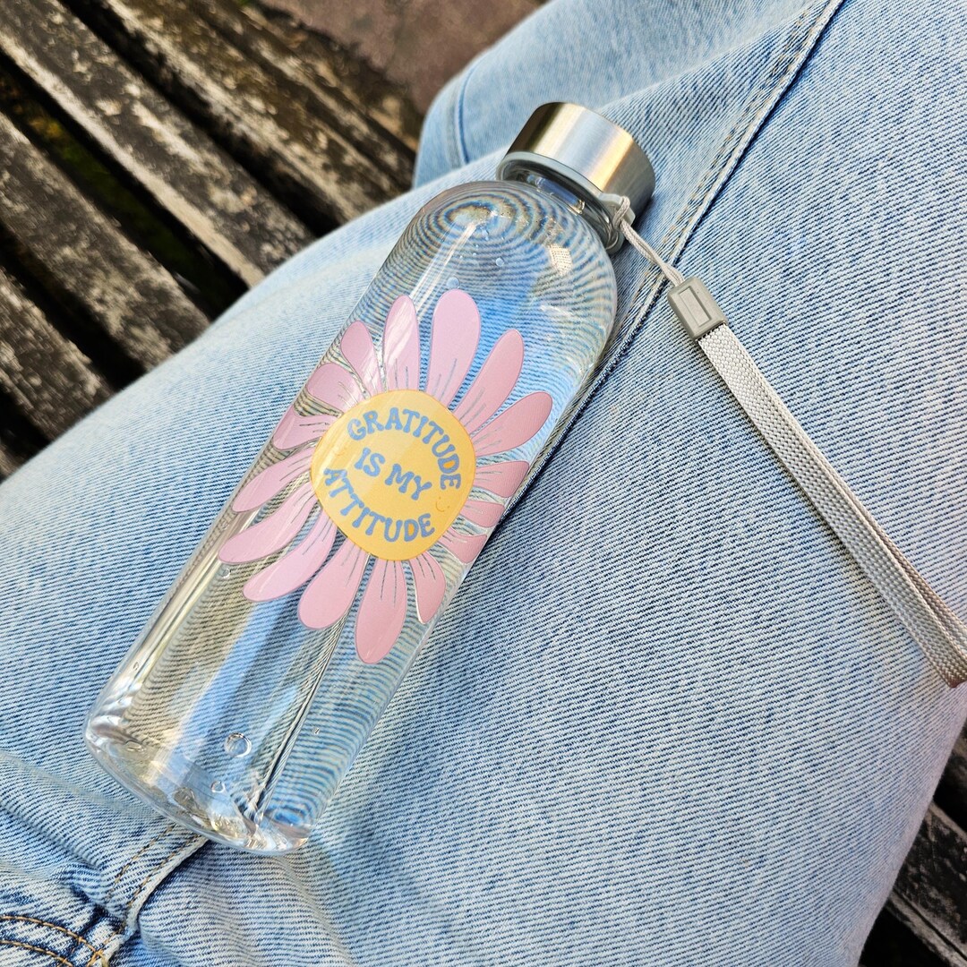 Preppy Daisy Water Bottle, Cute Bottle With Quote, Gift for Friend Eco ...