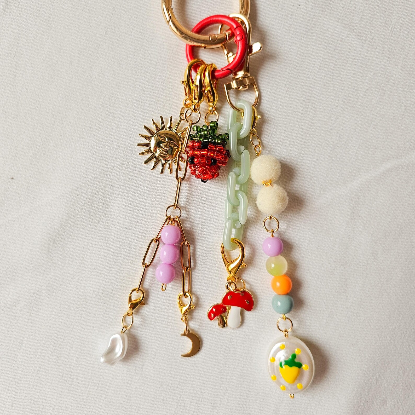Moon Sun Bag Charm, Celestial Strawberry Keychain, Cute Lemon Purse ...