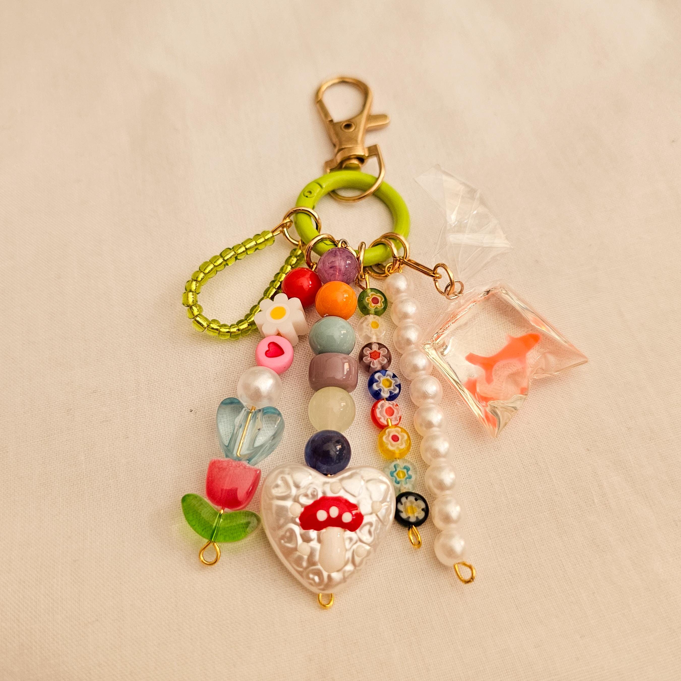 Back to School Charm, Fish Keychain for Backpack, Beaded Bag Accessory ...
