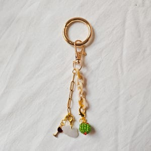 Cherry Keychain Charm Bag, Beaded Olive Bag Charm, Cute Purse Accessory ...