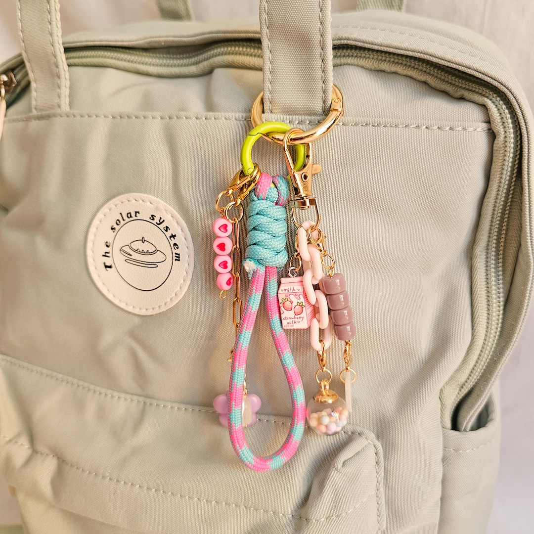 Back to School Kawaii Charm, Strawberry Milk Keychain for Girls ...