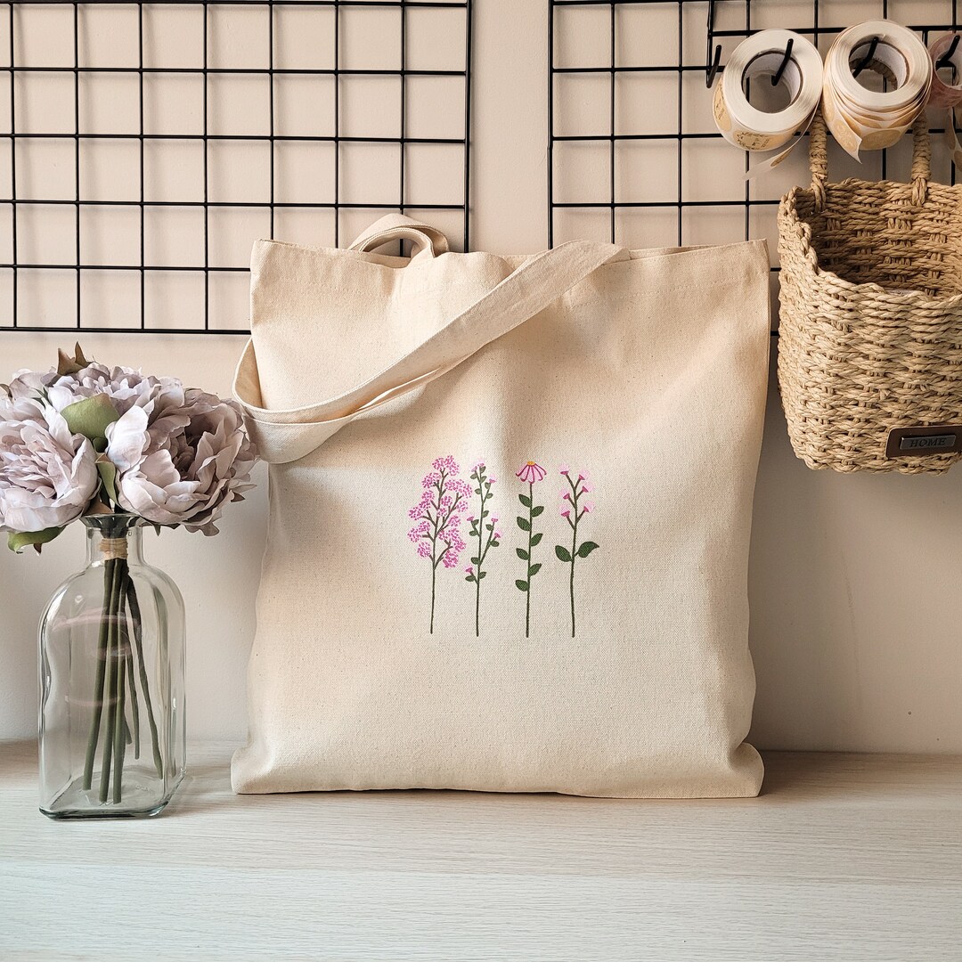 Trendy Cute Preppy Tote Bag Aesthetic Pink Floral Canvas Tote - Etsy