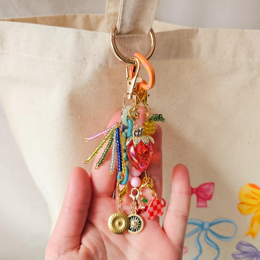 Cute Bag Charm Gift for Her, Colorful Keychain Birthday Gift, Aesthetic ...