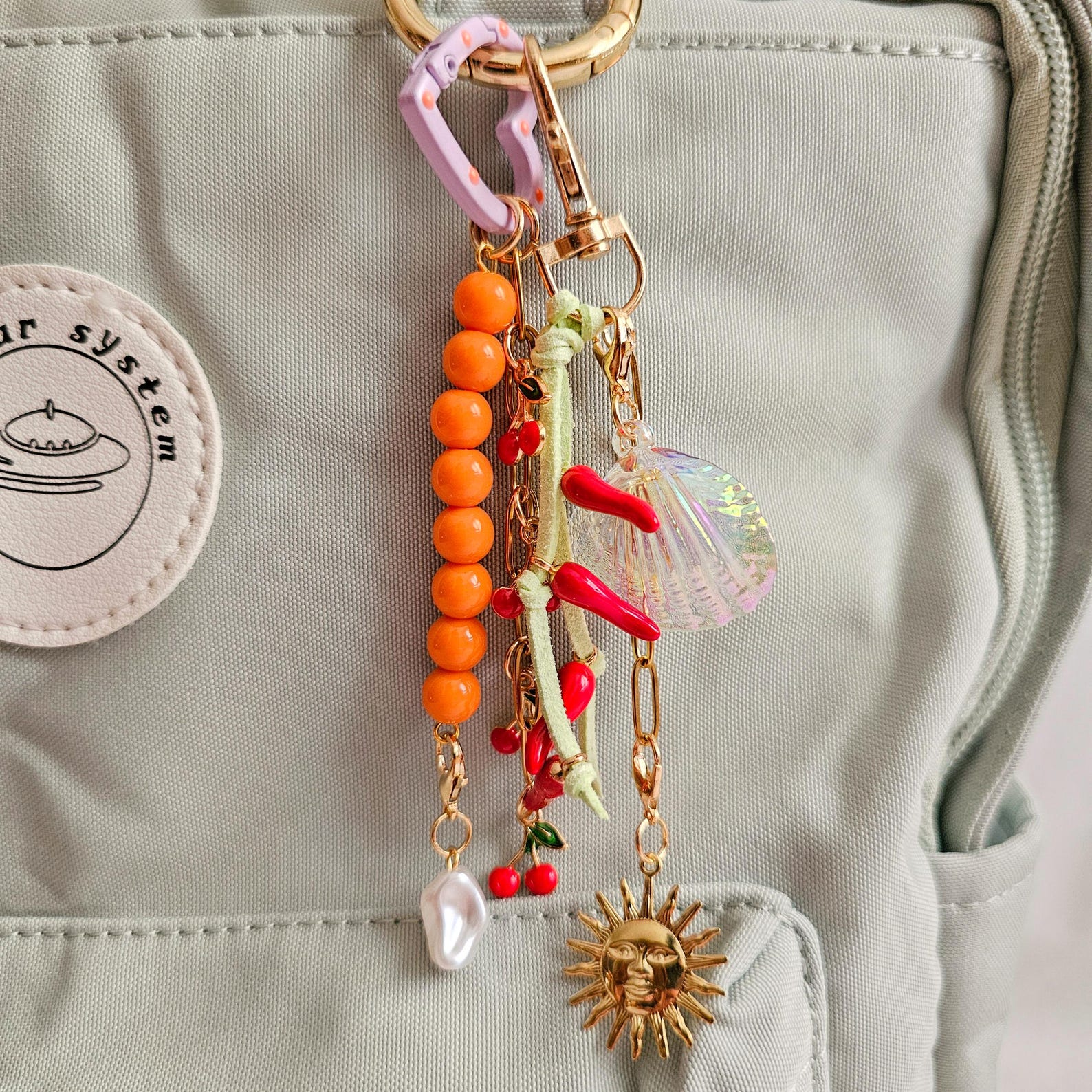 Lucky Amulet Bag Charm, Protection Keychain Chili Peppers & Shell ...