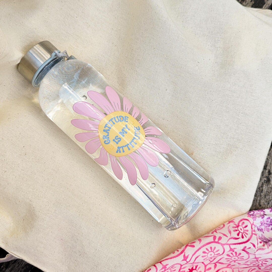 Preppy Daisy Clear Plastic Water Bottle, Clear Water Bottle With Strap ...