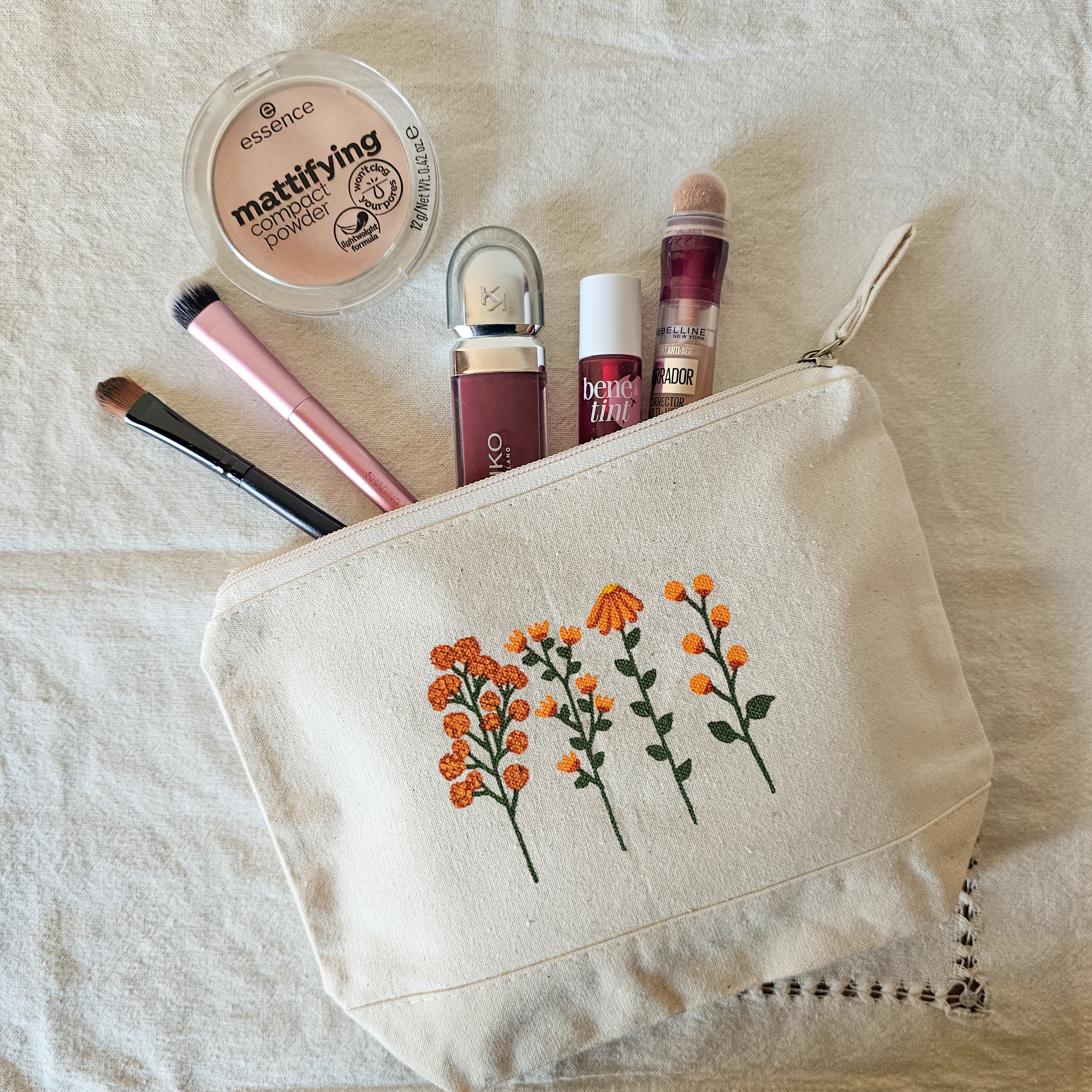Cotton Toiletry Bag, Makeup Bag Floral, Birthday Gift Young Girl ...