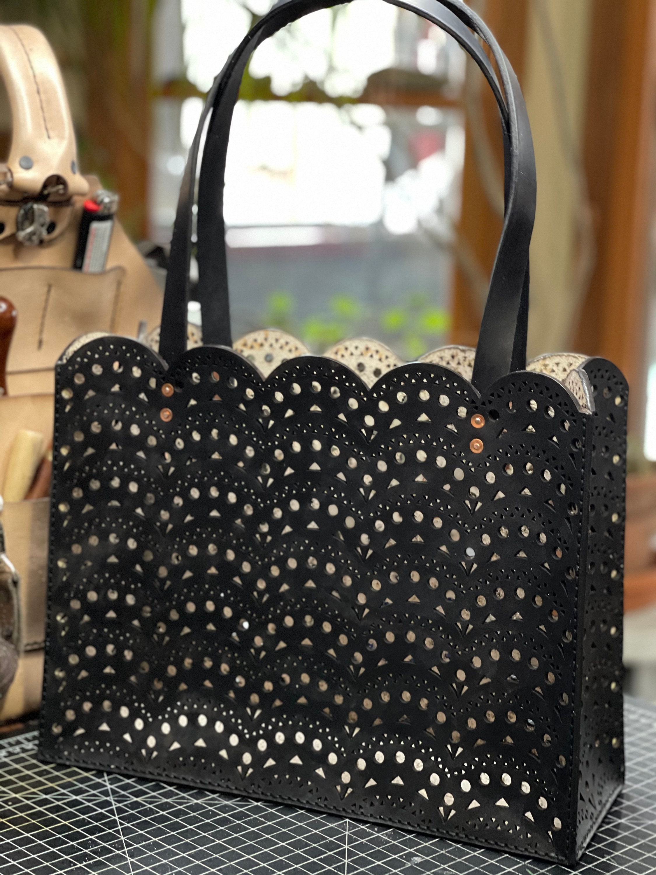 DIY Lasered Geometric Leather Tote Pattern in SVG and PDF - Etsy