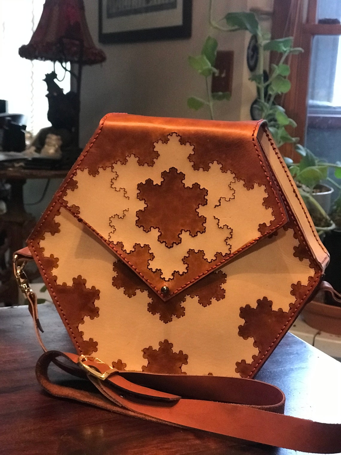 Leather Hexagon Purse With Fractal Design Pattern in SVG and PDF ...