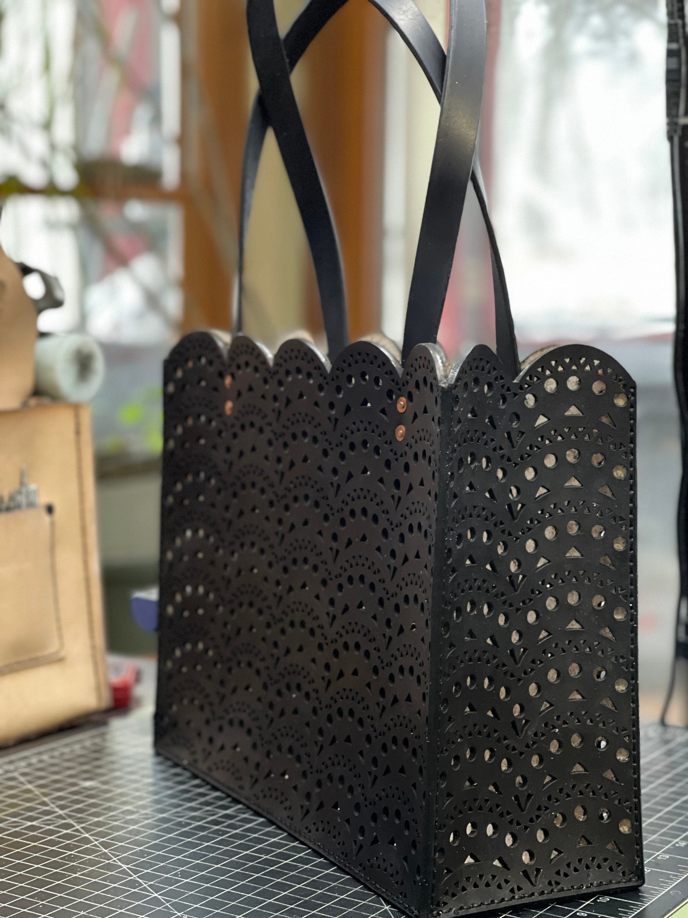 DIY Lasered Geometric Leather Tote Pattern in SVG and PDF - Etsy