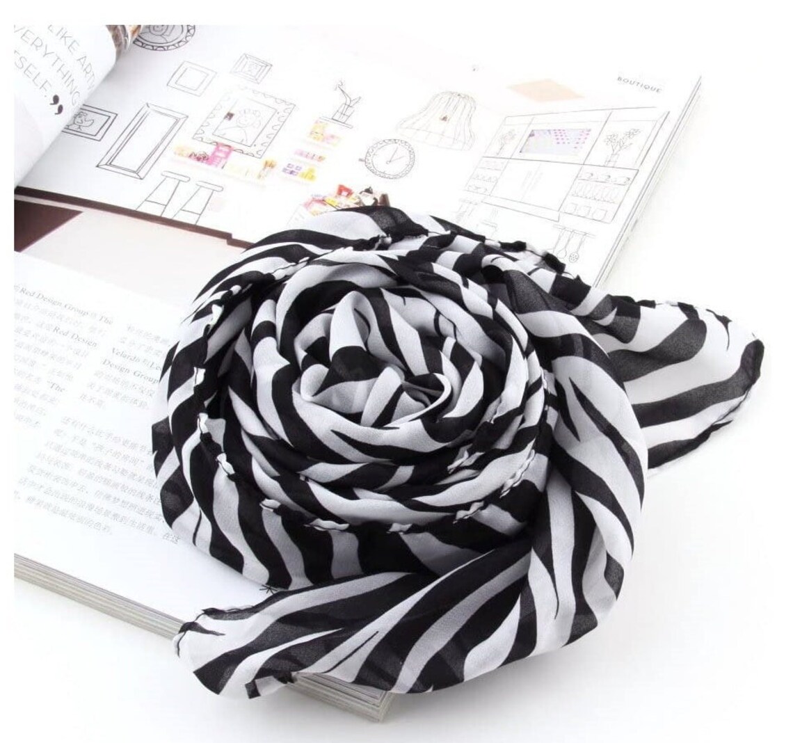 Zebra Printed Long Scarf - Etsy