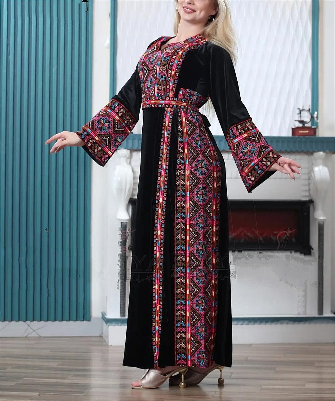 Thobe Embroidered Palestinian Maxi Dress Kaftan Luxury Fashion Design ...
