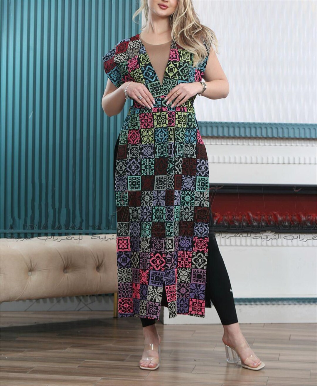 Palestinian Kaftan Dress With Short Sleeve Princess Style Couture ...