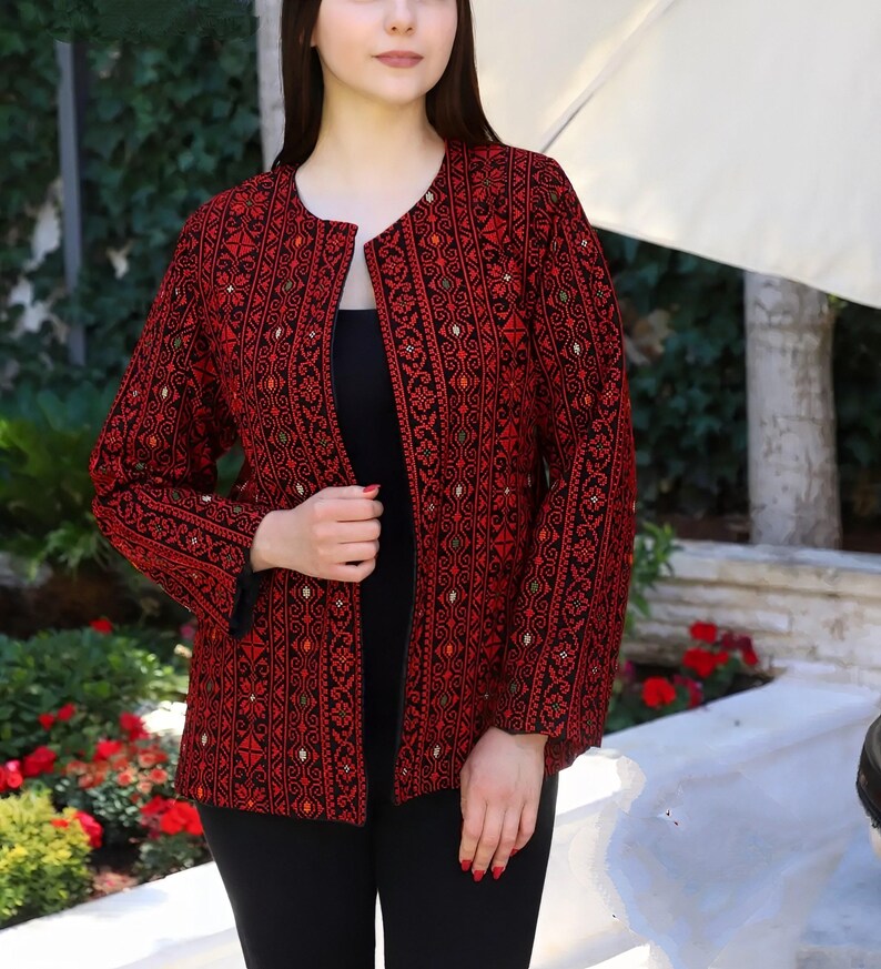 Embroidered Jacket Handmade Palestinian Embroidery Palestine Jacket ...
