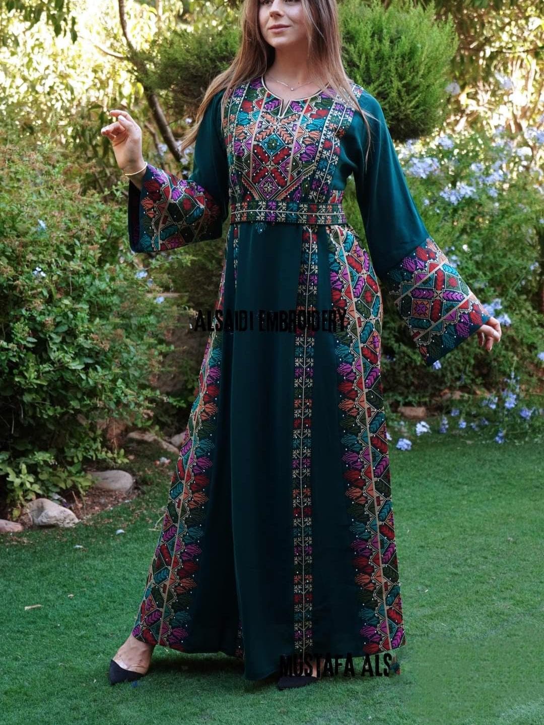 Embroidered Palestine Thobe Abaya for Women Versatile Royal Thawb Abaya ...