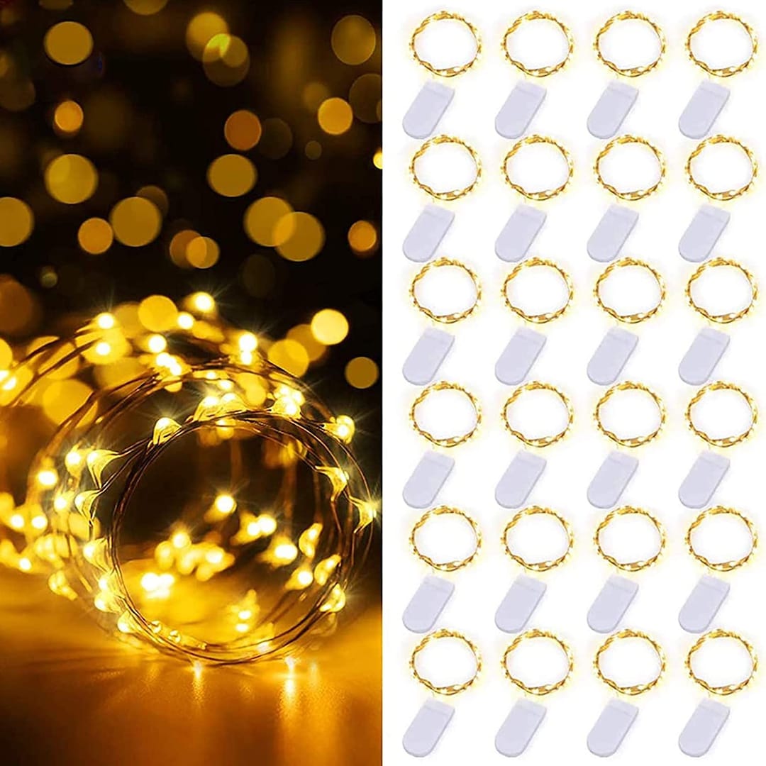24 Pack of 20 Leds Fairy Warm White Lights, 6 Ft Long Cooper Wire ...