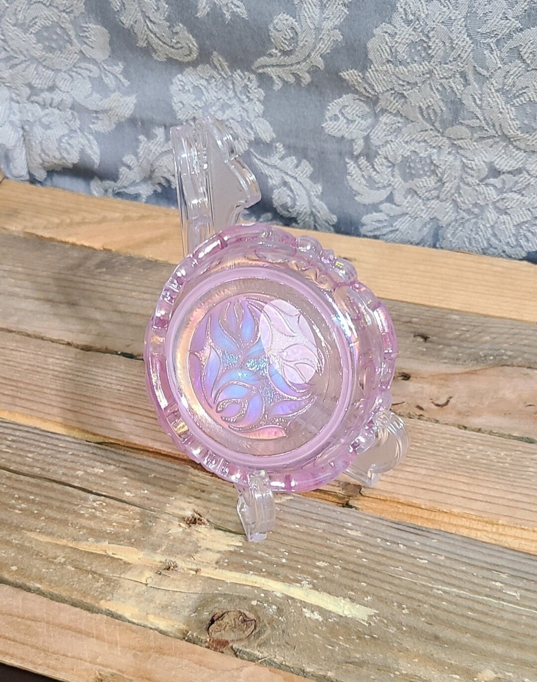 Vintage Fenton Glass Pink Iridescent Fenton Glass Candle Holder Made in ...